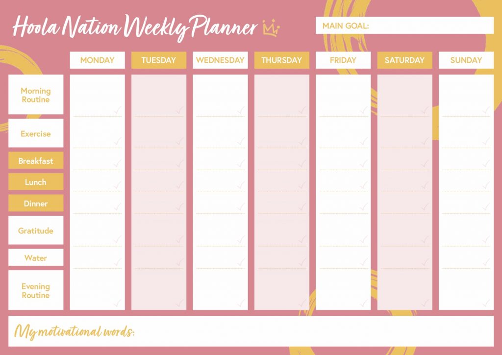 Weekly Wellbeing Planner - Hoola Nation
